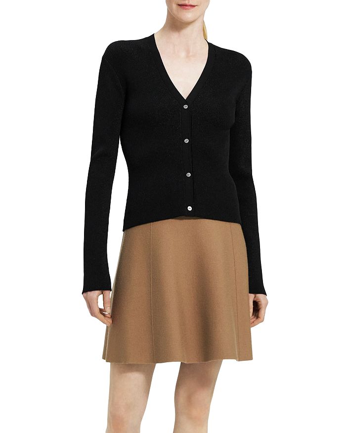 Theory Button Front Metallic Cardigan | Bloomingdale's