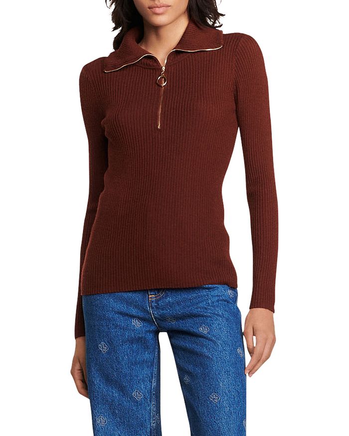 Sandro Gray Ribbed Sweater | Bloomingdale's