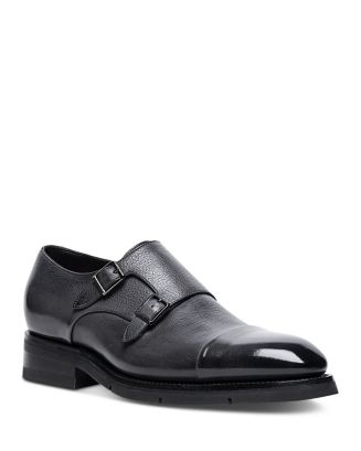 Santoni Men's Carter Double Buckle Monk Strap Cap Toe Dress Shoes ...