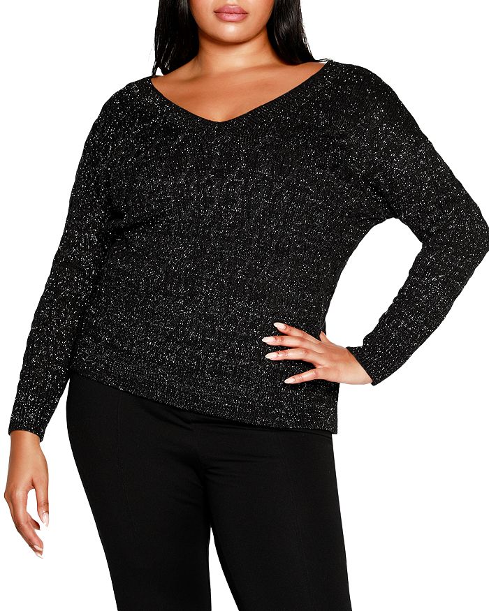 Belldini Plus Metallic V Neck Sweater | Bloomingdale's
