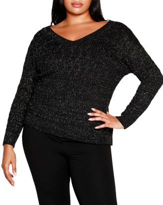 Belldini Plus Metallic V Neck Sweater | Bloomingdale's