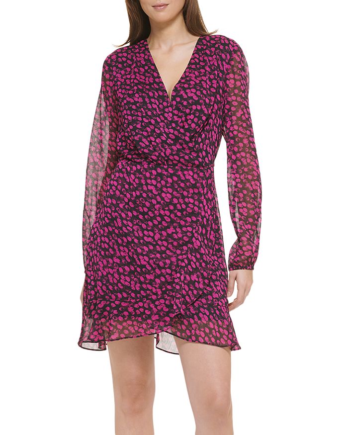 DKNY V-Neck Ruffled Dress | Bloomingdale's