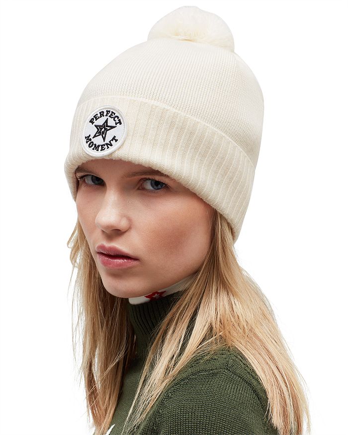 Perfect Moment Logo Patch Merino Wool Pompom Beanie II | Bloomingdale's
