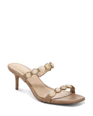Sam Edelman Women's Palma Square Toe Embellished Strap Mid Heel Sandals ...