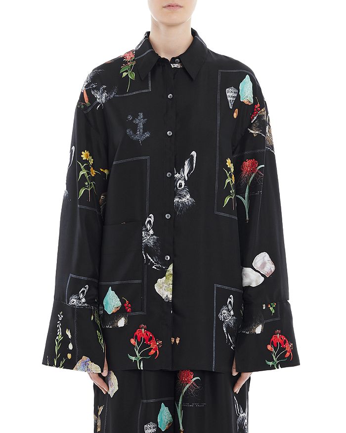 Lanvin Oversized Botanical Print Log Sleeve Shirt | Bloomingdale's