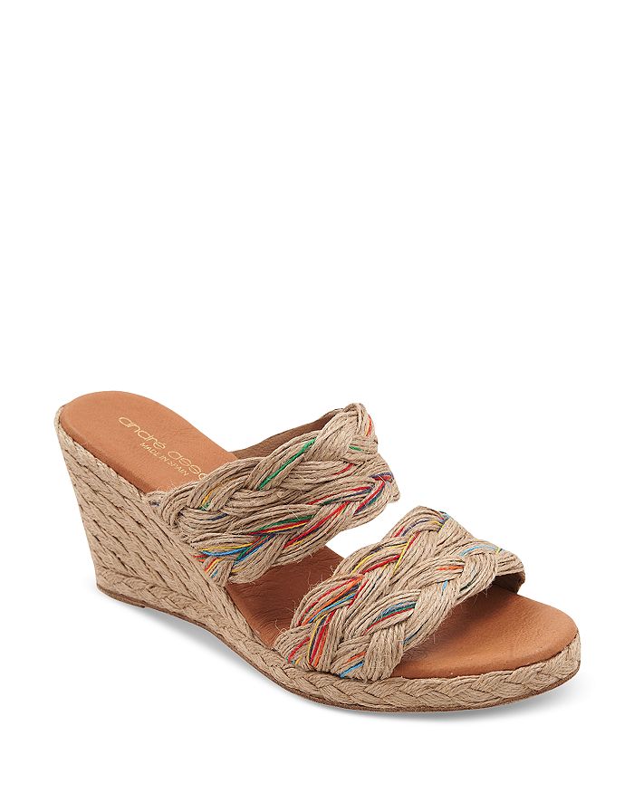Andre Assous Women's Nolita Braided Raffia Espadrille Wedge Sandals ...