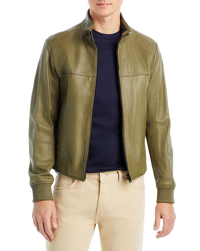 BOSS Mapson Zip Front Leather Jacket | Bloomingdale's