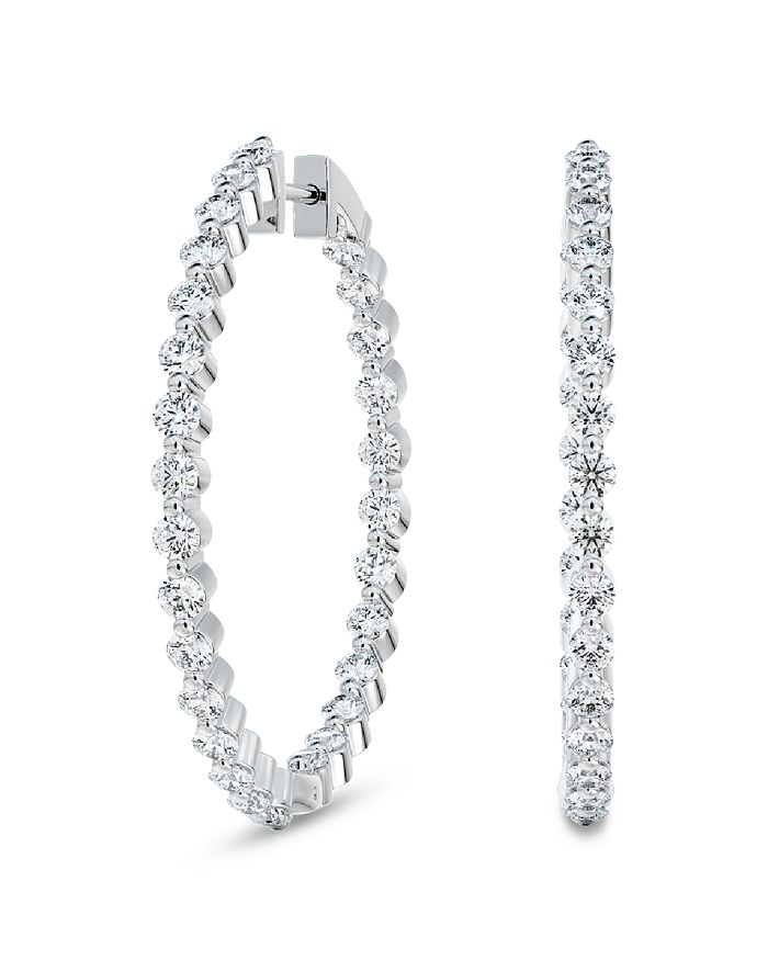 De Beers Forevermark Diamond Hoop Earrings in 18K White Gold, 1.75 ct ...