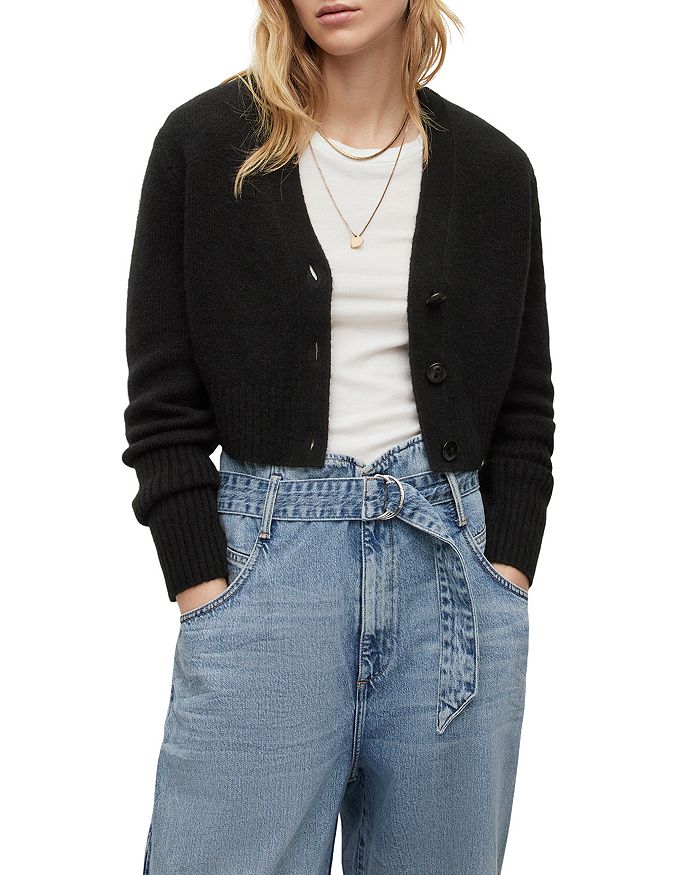 ALLSAINTS Wick Cropped V Neck Cardigan | Bloomingdale's