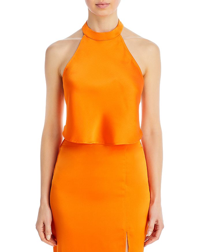 FORE Satin Halter Crop Top | Bloomingdale's