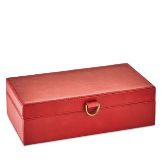 Global Views Marbled Leather D Ring Box in Deep Red, Medium ...