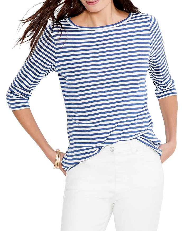 NZT NIC+ZOE NIC+ZOE Striped Boat Neck Tee | Bloomingdale's