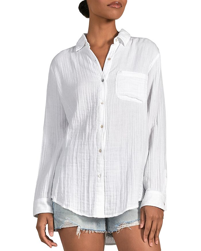 Elan Cotton Long Sleeve Crinkle Shirt | Bloomingdale's