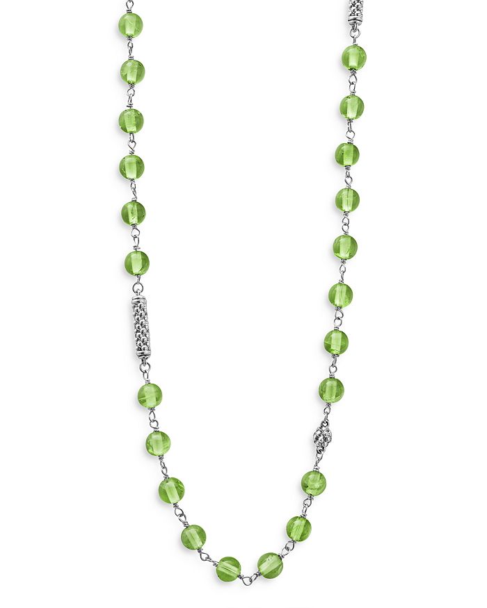 LAGOS Sterling Silver Caviar Peridot Bead Station Necklace, 34 ...