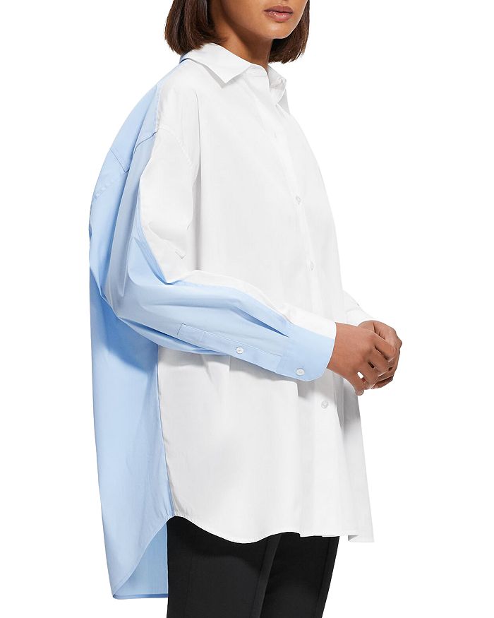 Theory Cotton Color Blocked Shirt | Bloomingdale's