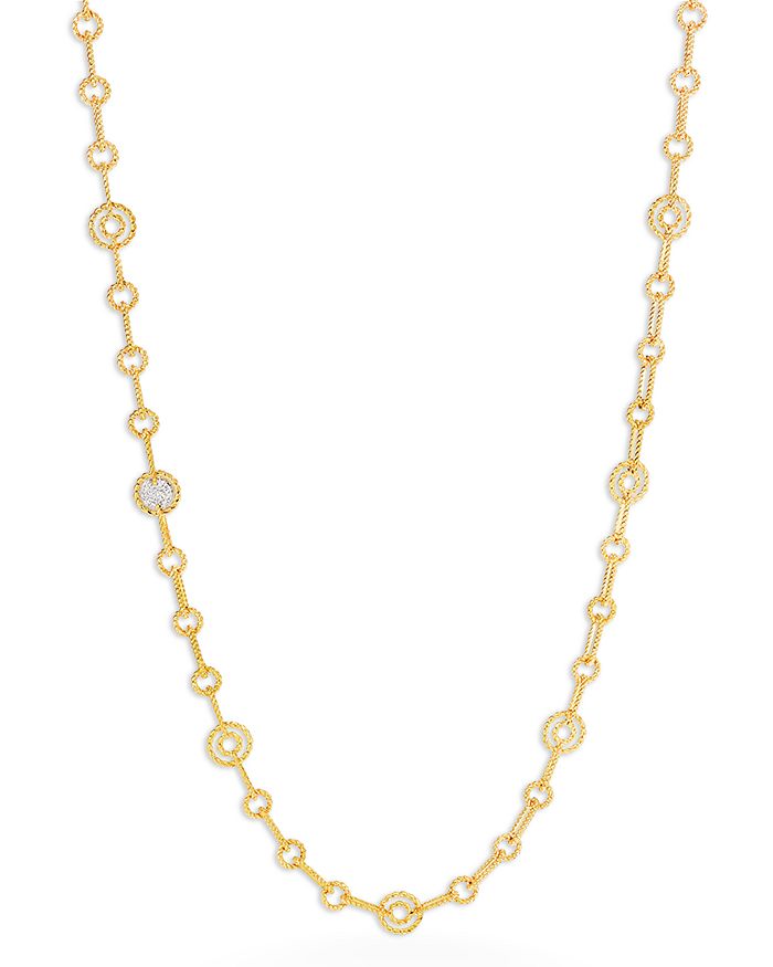 Roberto Coin 18K White & Yellow Gold New Barocco Diamond Link Necklace ...
