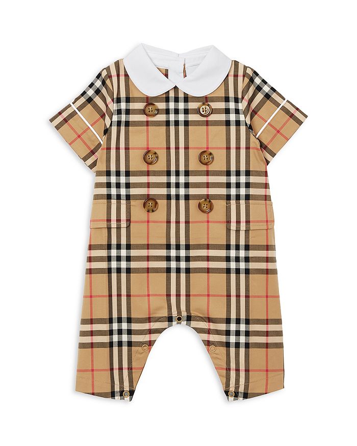 Burberry Unisex Check Stretch Cotton Playsuit - Baby | Bloomingdale's