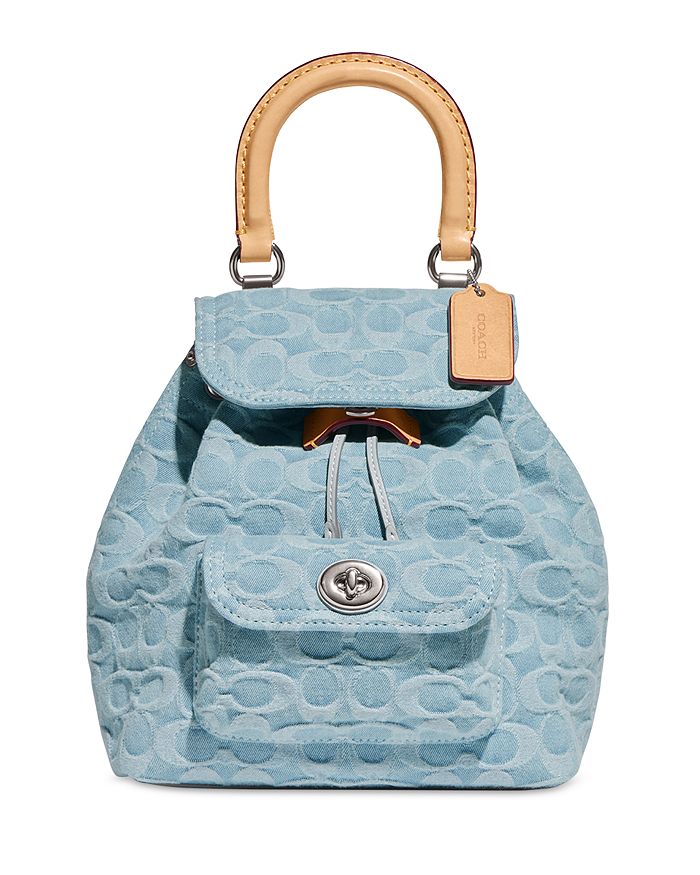 COACH Riya Mini Signature Denim Backpack | Bloomingdale's
