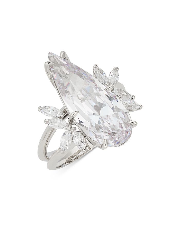 Nadri Wildflower Cubic Zirconia Flower Split Band Cocktail Ring ...
