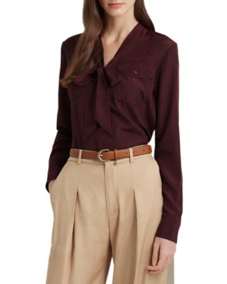 Ralph Lauren Tie Neck Long Sleeve Top | Bloomingdale's