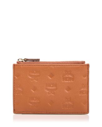 MCM Aren Logo Monogram Leather Zip Card Case | Bloomingdale's