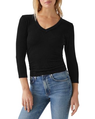 Michael Stars Enid V Neck Three Quarter Sleeve Top | Bloomingdale's