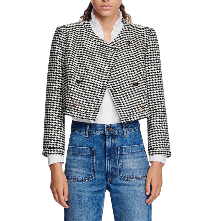 Sandro Villette Cropped Houndstooth Jacket | Bloomingdale's
