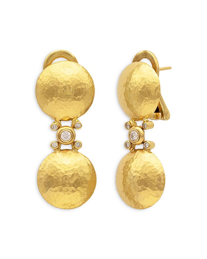 Gurhan 14 & 24K Yellow Gold Spell Diamond Lentil Drop Earrings ...