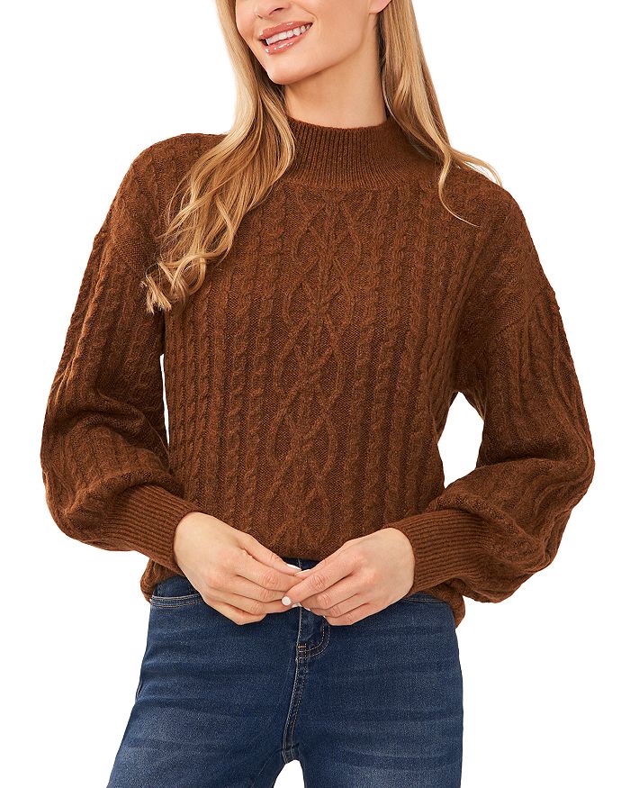 CeCe Mock Neck Cable Knit Sweater | Bloomingdale's