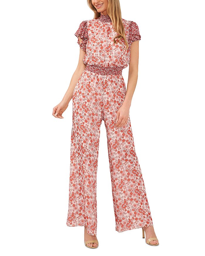 CeCe Flutter Sleeve Smocked Waist Jumpsuit | Bloomingdale's