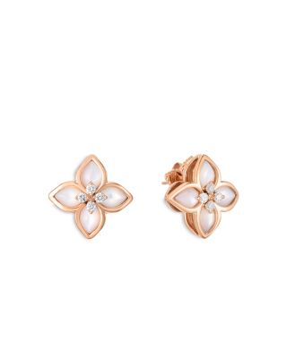 Roberto Coin 18K Rose Gold Venetian Princess Mother of Pearl Diamond Flower Stud Earrings Bloomingdale s