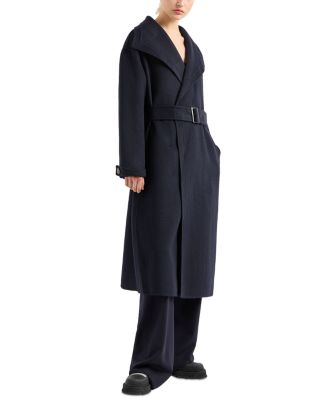 Emporio Armani Fold Collar Belted Coat | Bloomingdale's