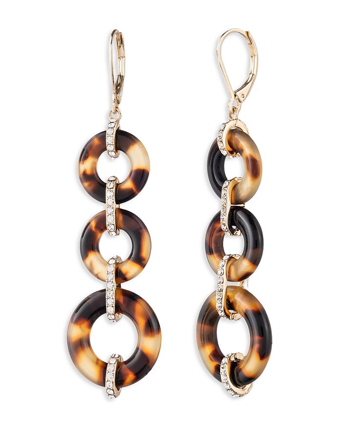 Ralph Lauren Lauren Pavé & Tortoise Circle Triple Drop Earrings in Gold Tone | Bloomingdale's