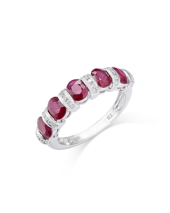 Bloomingdale's Ruby & Diamond Band in 14K White Gold | Bloomingdale's