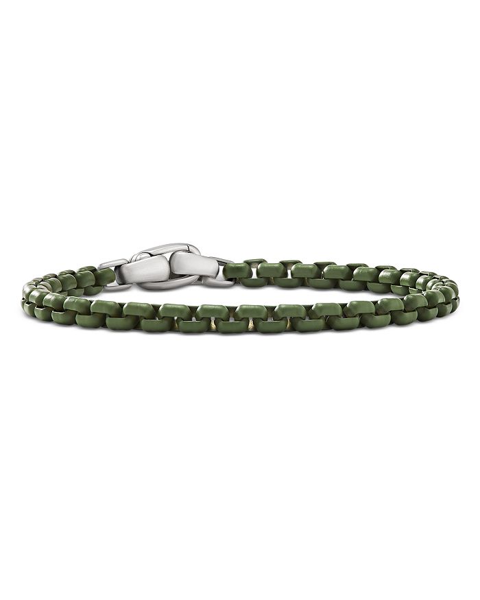 David Yurman Box Chain Bracelet in Sterling Silver with Green Stainless ...