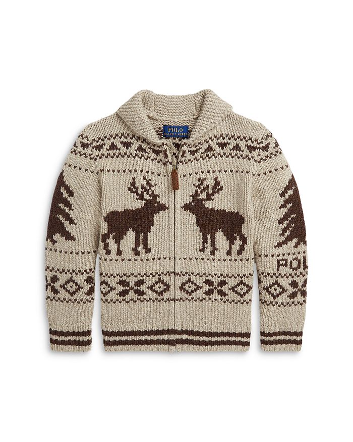 Ralph Lauren Boys' Reindeer Wool-Blend Full-Zip Sweater - Little Kid ...