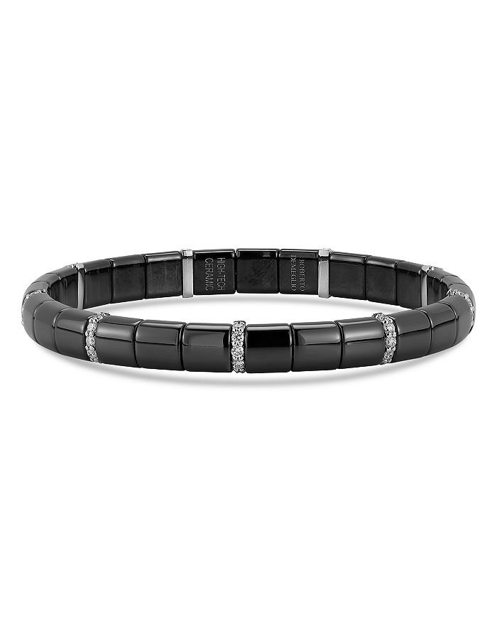 Roberto Demeglio 18K White Gold & Black Ceramic Stretch Bracelet with Diamonds, 0.63 ct. t.w ...