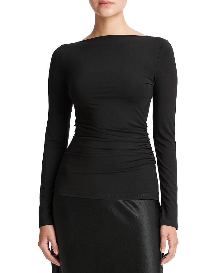Vince Slash Neck Ruched Top | Bloomingdale's