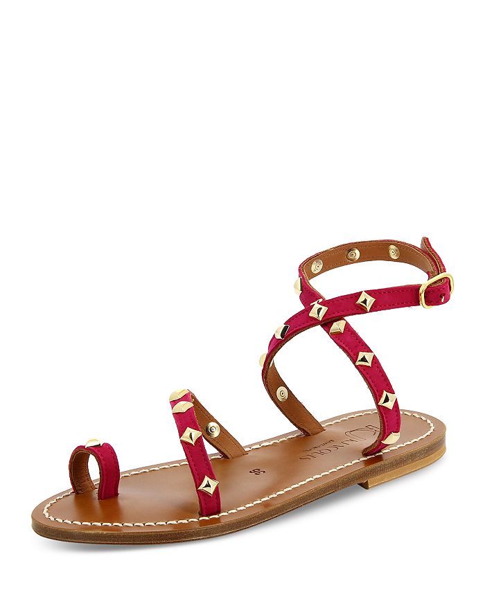 K.Jacques Women's Loki Studded Leather Flat Sandals | Bloomingdale's