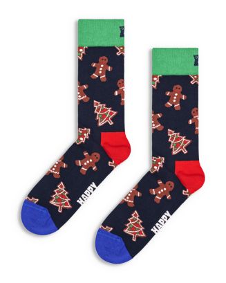 Happy Socks Cotton Blend Holiday Gingerbread Cookies Crew Socks Gift ...