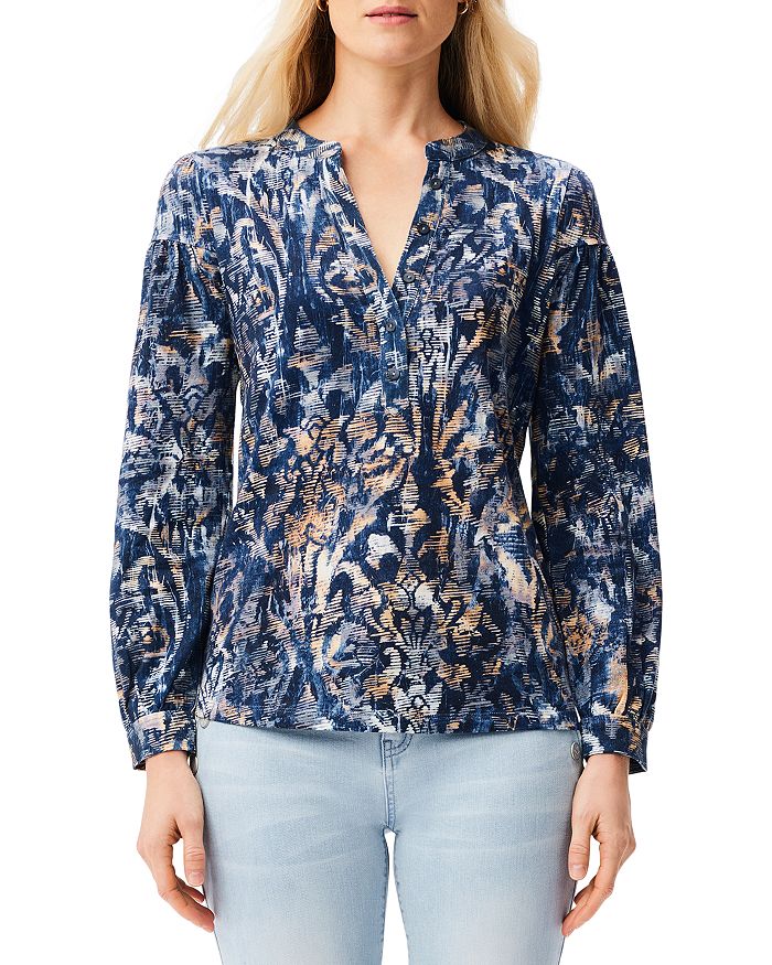NZT NIC+ZOE Cotton Printed Henley Top | Bloomingdale's