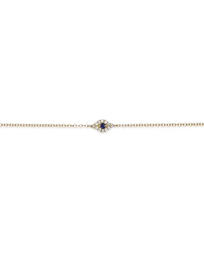 EF Collection 14K Yellow Gold Blue Sapphire & Diamond Evil Eye Link ...