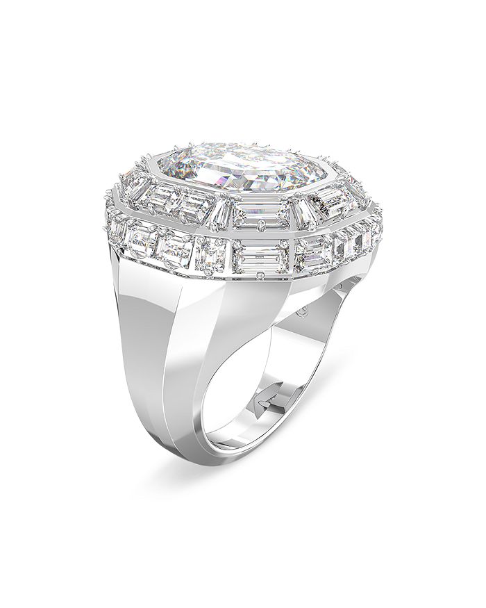 Swarovski Mesmera Mixed Cut Octagon Cocktail Ring in Rhodium Plated ...