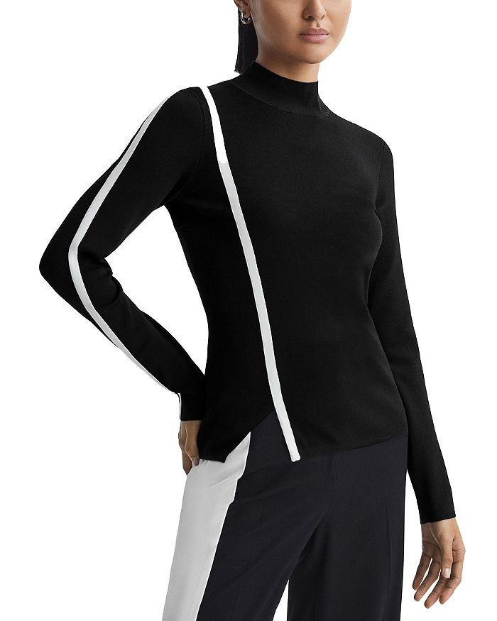 REISS Anna Asymmetric Contrast Trim Top | Bloomingdale's