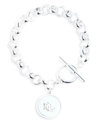Ralph Lauren Logo Charm Link Bracelet in Silver Tone | Bloomingdale's