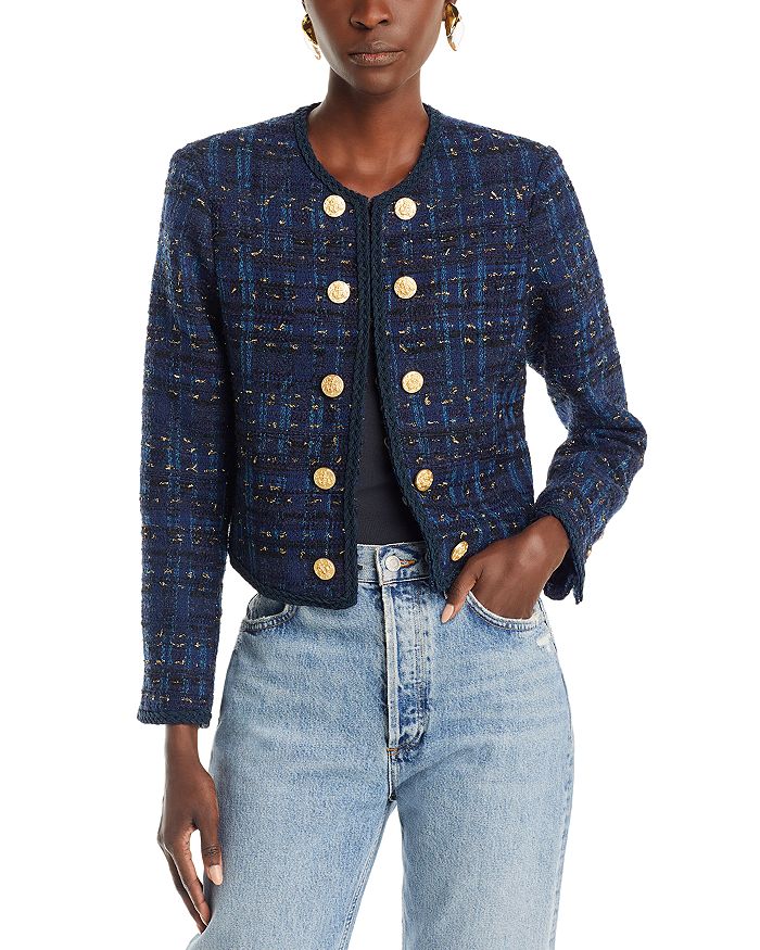 AQUA Braided Trim Tweed Lady Jacket - Exclusive | Bloomingdale's