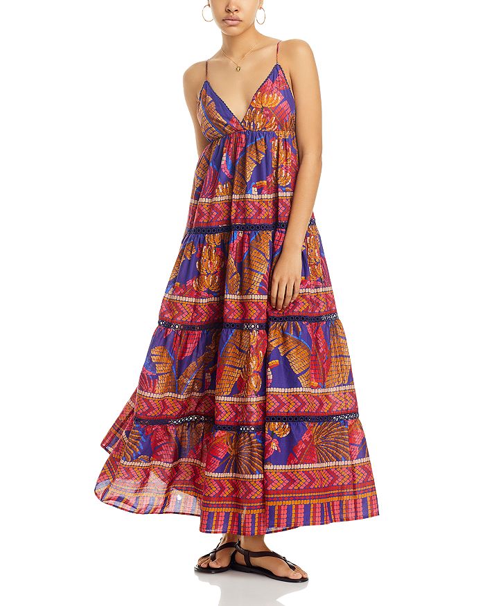 FARM Rio Forest Mosaic Long Cotton Dress | Bloomingdale's