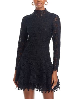 Click here for Simkhai Joy Lace Mock Neck Mini Dress prices