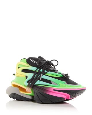 Balmain Neoprene And Leather Unicorn Sneakers In Multicolor | ModeSens