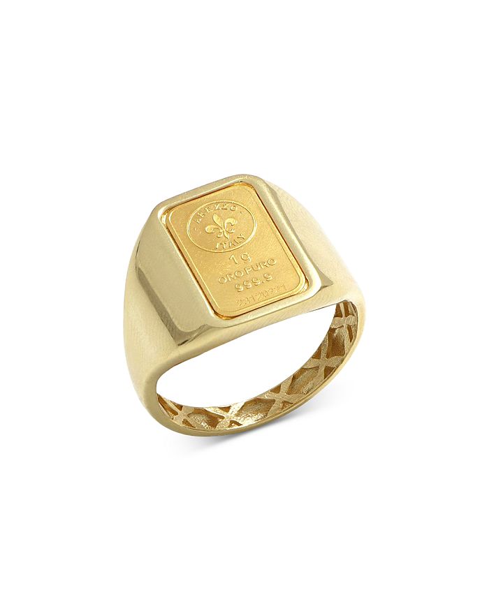 Bloomingdale's Fine Collection Men's 14K Yellow Gold Ingot Signet Ring ...